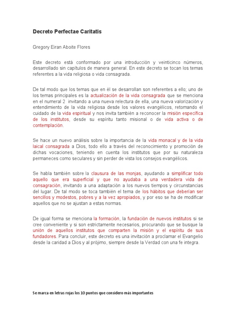 Decreto Perfectae Caritatis | PDF