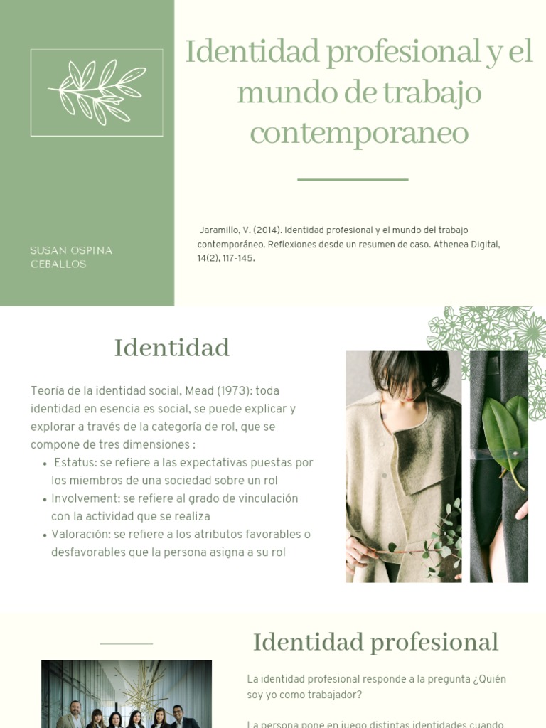 Identidad Profesional y El Mundo de Trabajo Contemporaneo | PDF ...