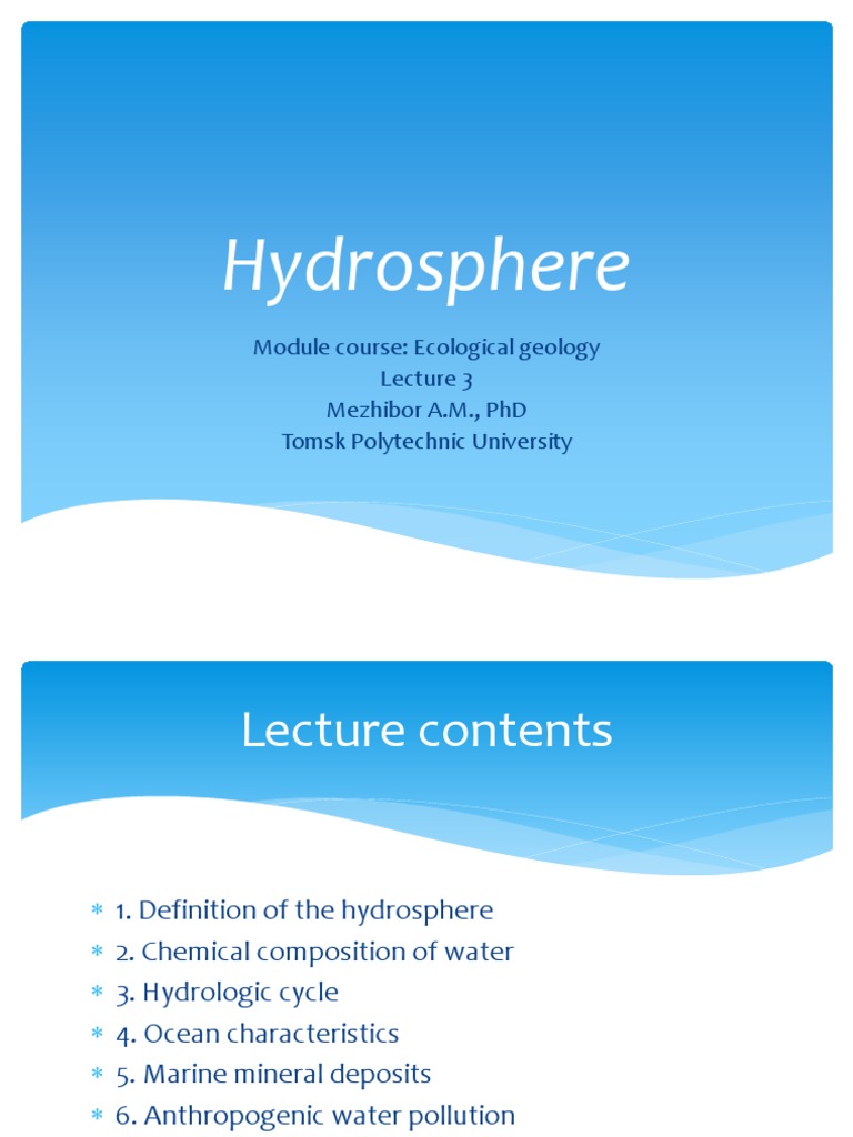 Hydrosphere PDF | Download Free PDF | Water | Earth Sciences