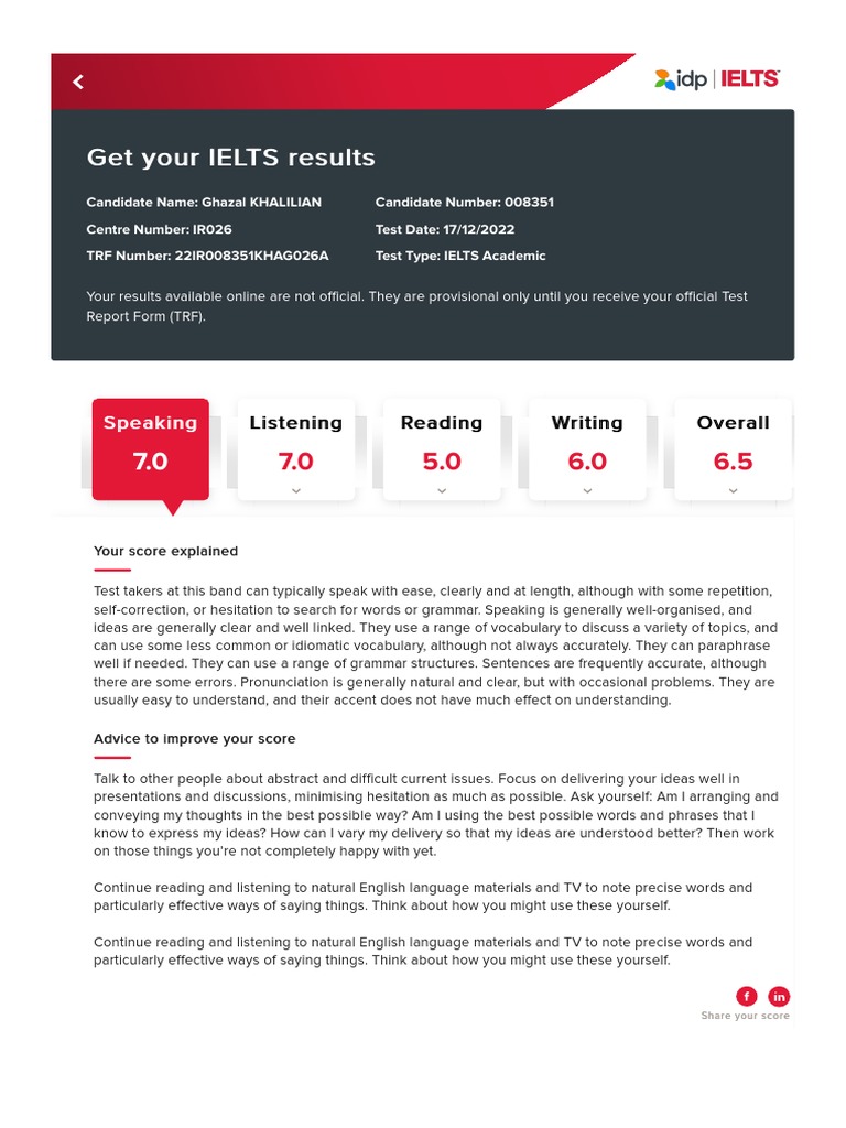Ielts Results PDF | PDF | International English Language Testing System ...