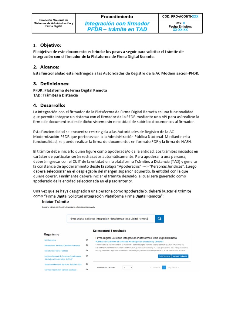 Integración Con Firmador PFDR - Trámite en TAD PDF | PDF | Informática