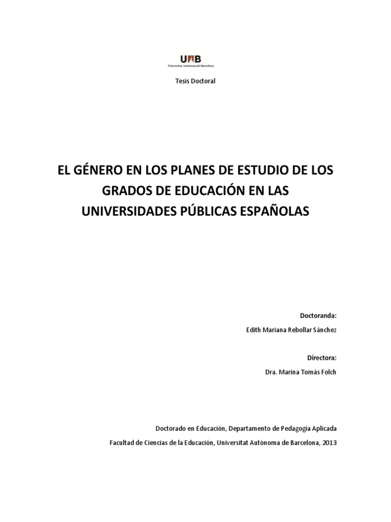 EL GÉNERO EN LOS PLANES DE ESTUDIO DE LOS-emrs1de1 | PDF | Género ...