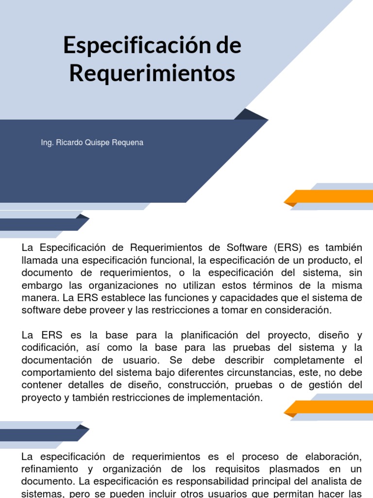 Tema V Especificación de Requerimientos | PDF