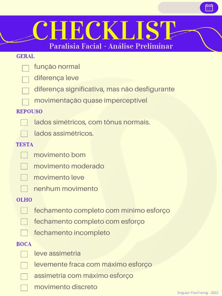 Checklist - Paralisia de Bell | PDF