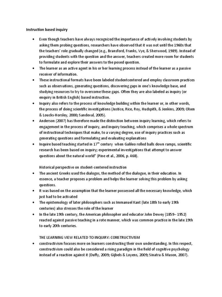 Instruction Based Inquiry | PDF | Constructivism (Philosophy Of ...