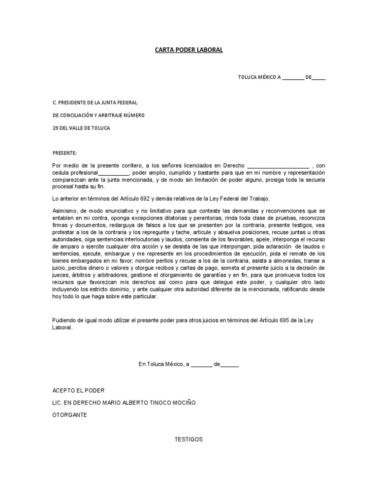 CARTA PODER LABORAL.docx | PDF