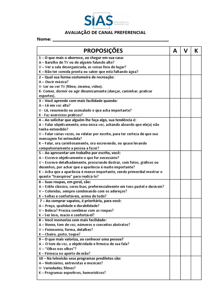 Assessment SIAS - Canal Preferencial | PDF