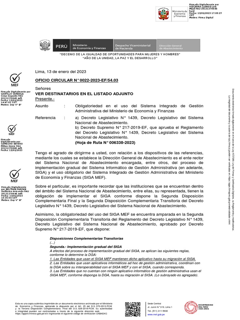 Oficio Circular N 0022 2023 Ef54.03 - Puno | PDF | Informática