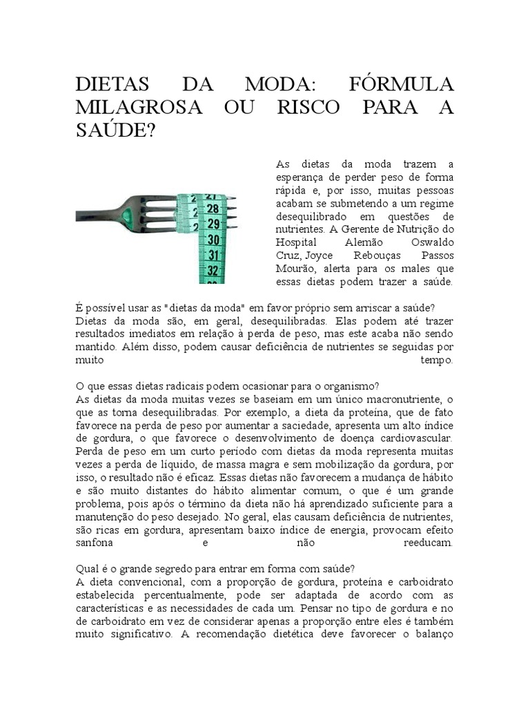 Dietas Da Moda | PDF | Nutrientes | Gordura
