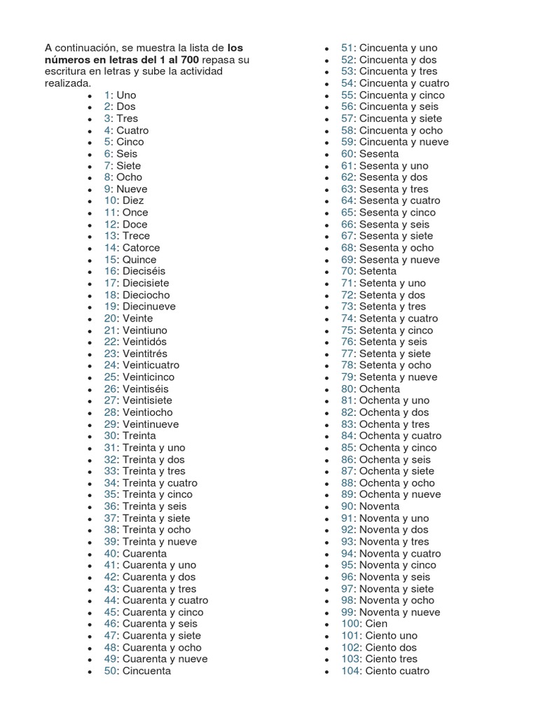 Ecritura de Números en Letras | PDF