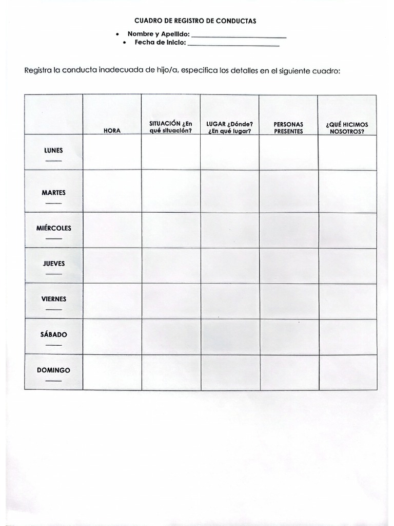 cuadro de registro de conductas.pdf | PDF