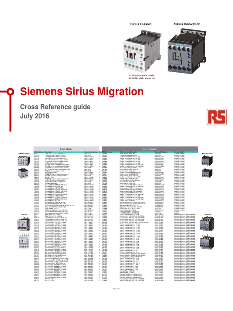 Siemens Sirius Migration Guide | PDF | Relay | Switch