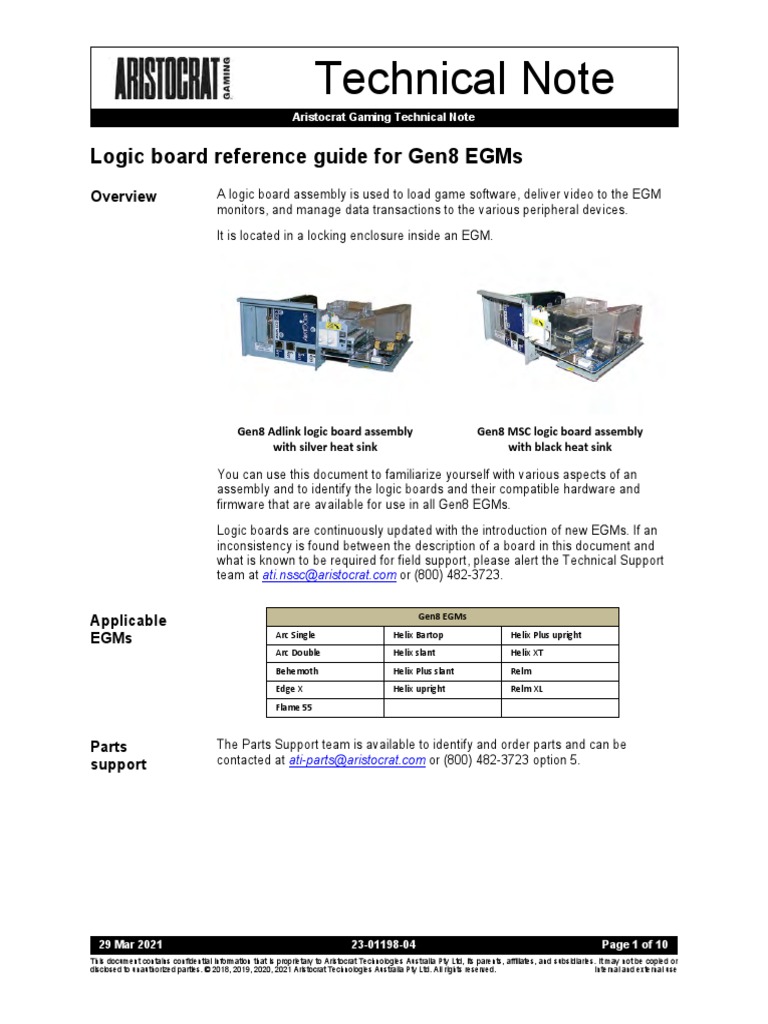 Logic Board Reference Guide For GEN8 EGMs, 23-01198-04 | PDF | Electrostatic Discharge | Computing