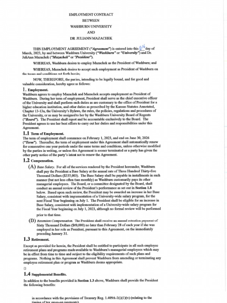 Fully Executed Agreement - Mazacheck Contract | PDF