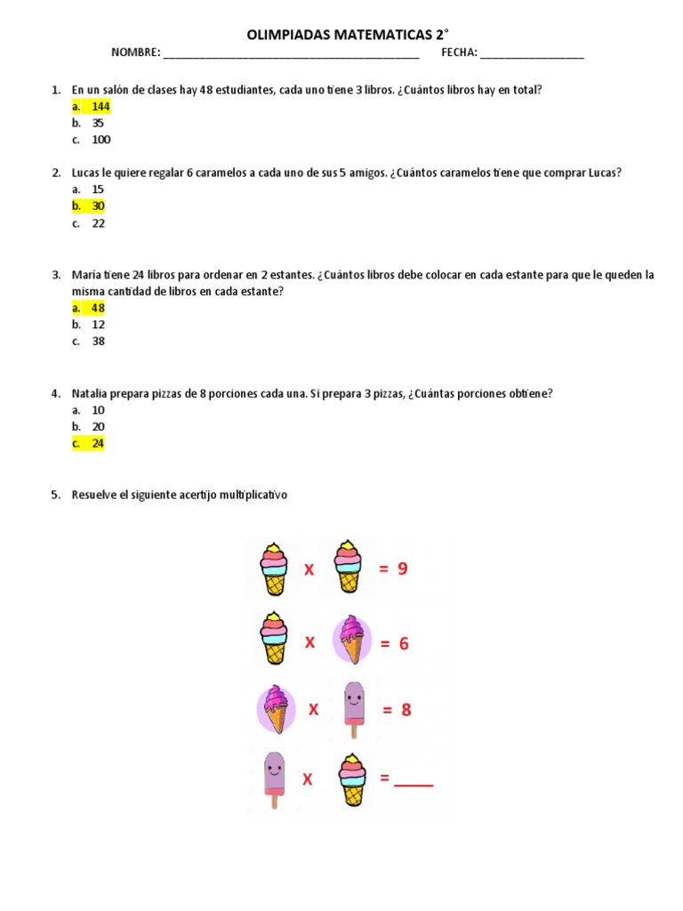 Examen Olimpiadas Matematicas Pdf