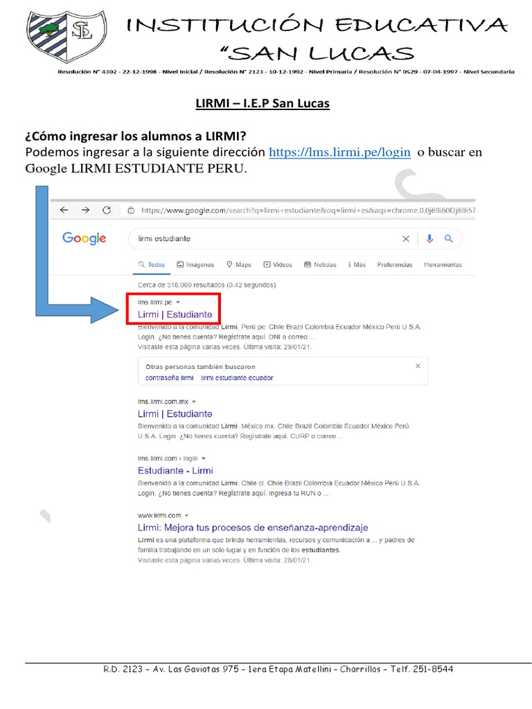 Cómo acceder a la plataforma educativa LIRMI y descargar materiales de aprendizaje | PDF ...