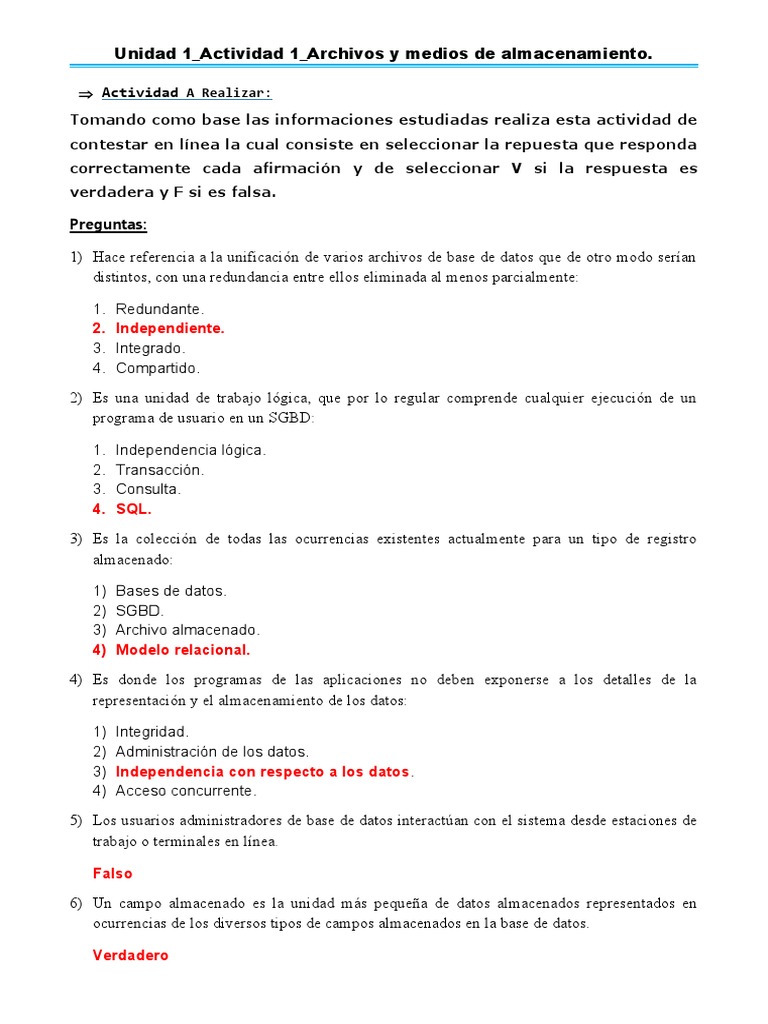 Evaluación de Archivos y Almacenamiento | PDF | Informática | Tecnología