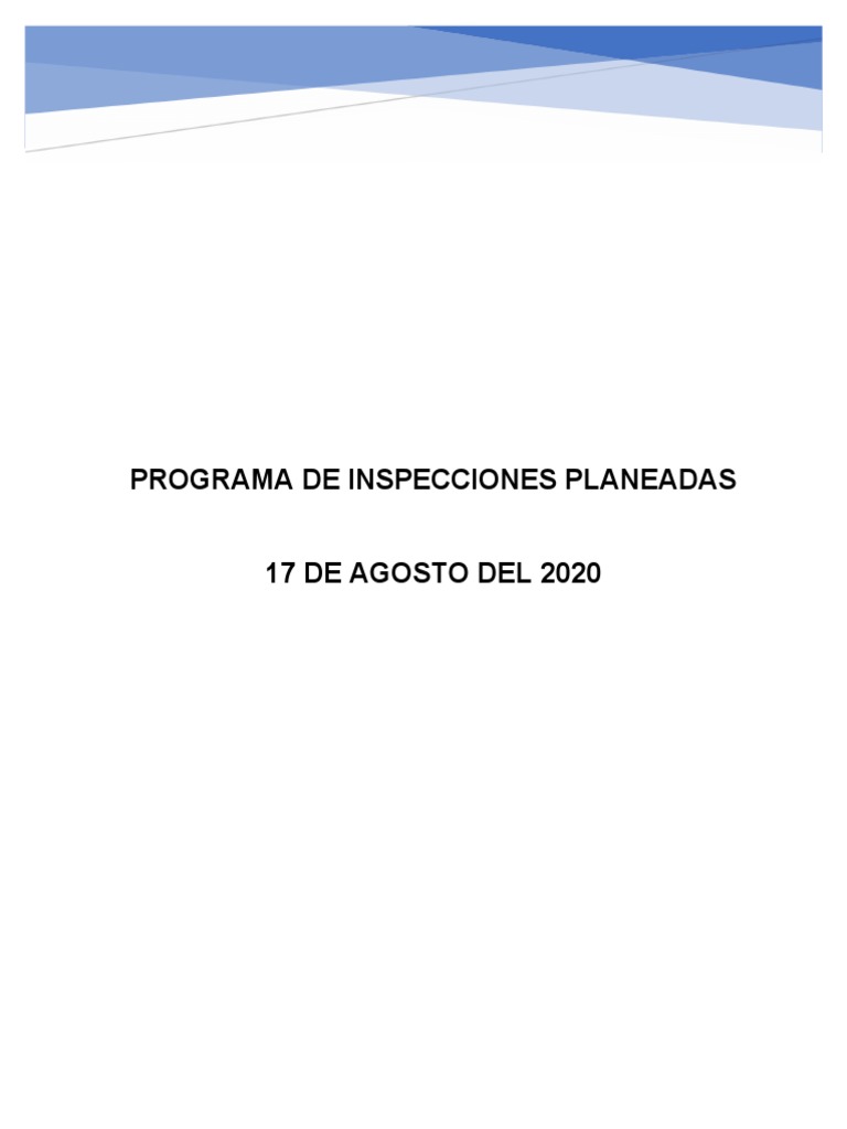 Programa de Inspecciones Planeadas | Descargar gratis PDF | Seguridad y ...