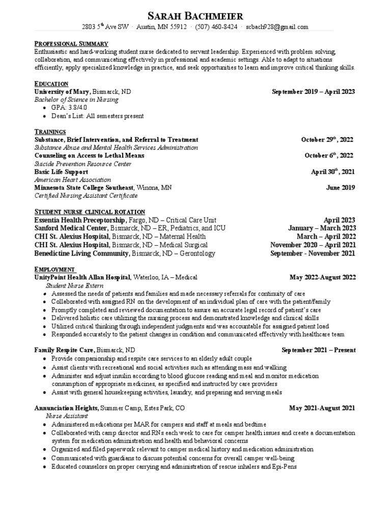 Nursing Resume | PDF | Nursing | Health Care