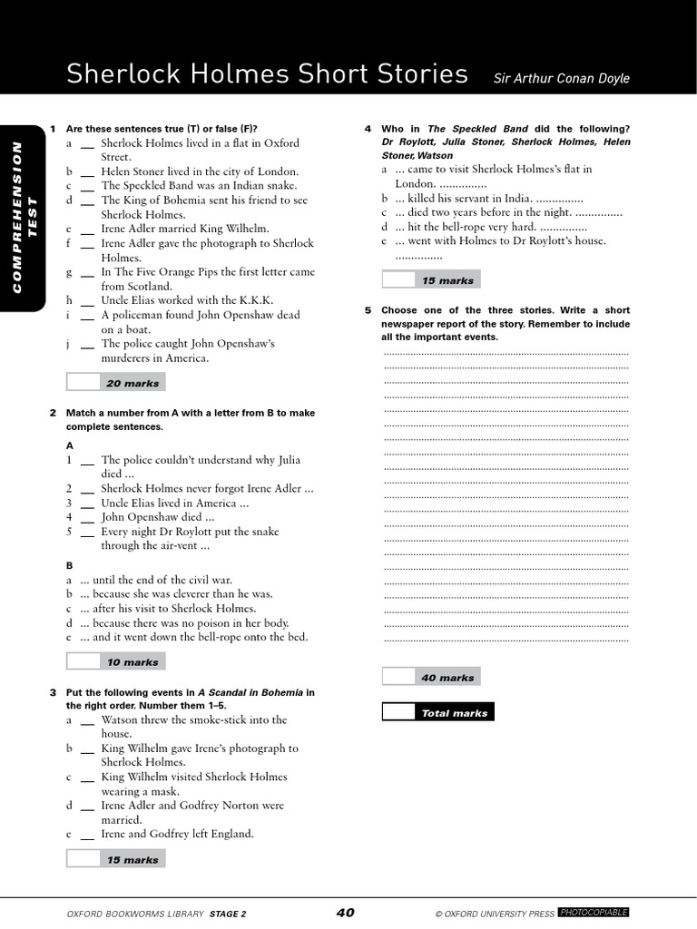 Tests | PDF | Sherlock Holmes | Irene Adler