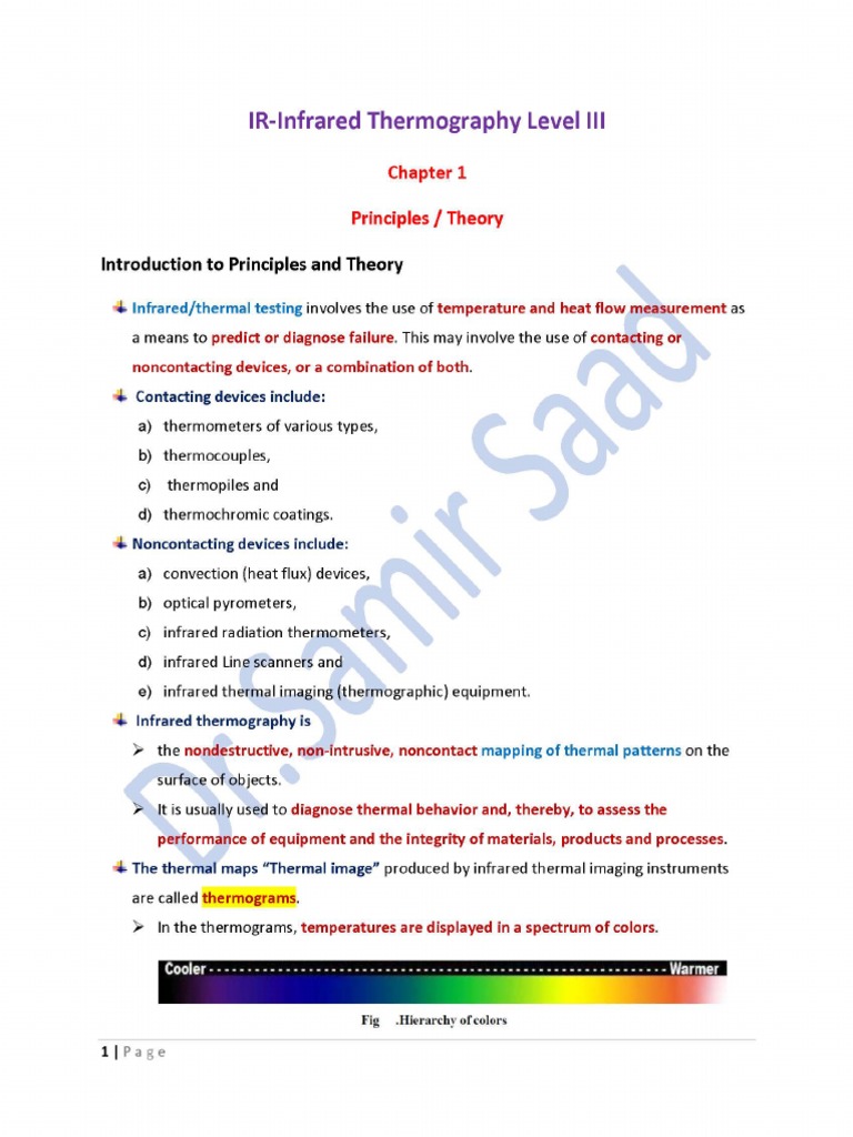 ASNT Thermal/Infrared Testing (IR) Level III Notes | PDF