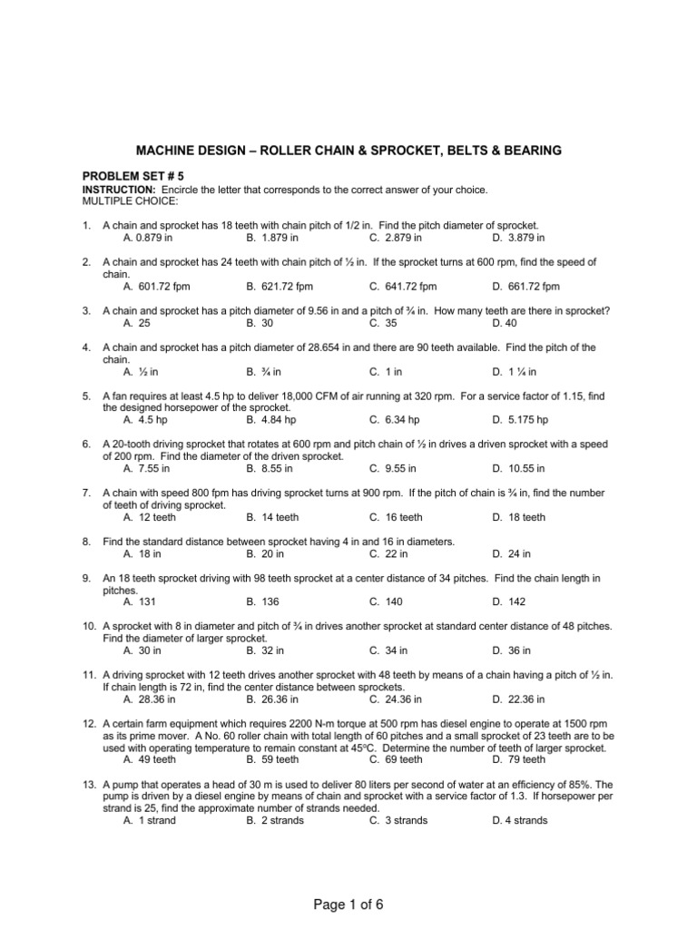 Problem Set MD Day 5 | PDF | Belt (Mechanical) | Horsepower