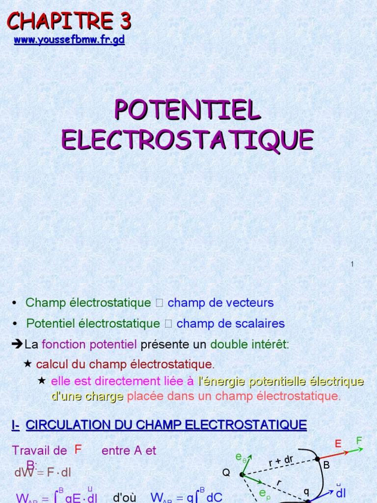 Potentiel Électrostatique et Applications | PDF | Champ électrique | Électrostatique