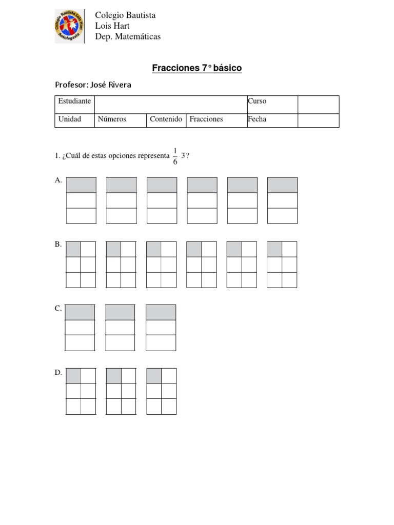 Guia Fracciones Septimo Basico | PDF | Matemáticas