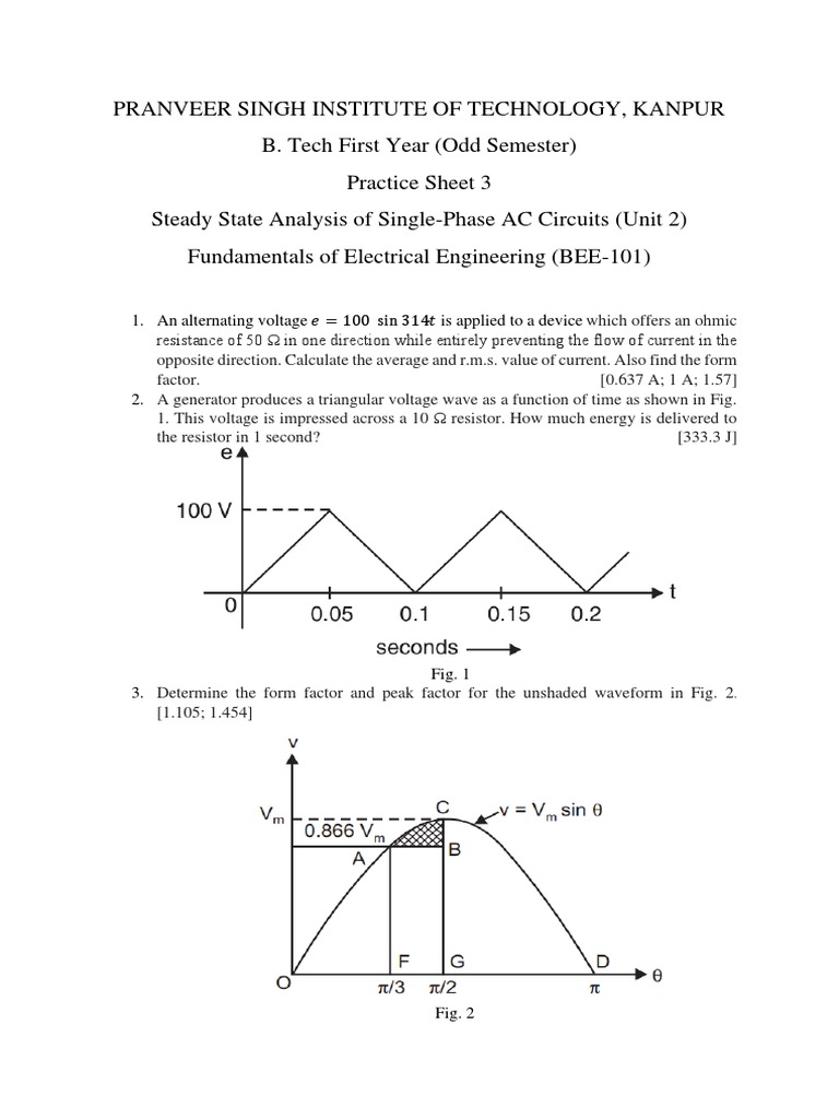 An Alternating Voltage 100 314 Is Applied To A Device | PDF | Alternating Current | Root Mean Square