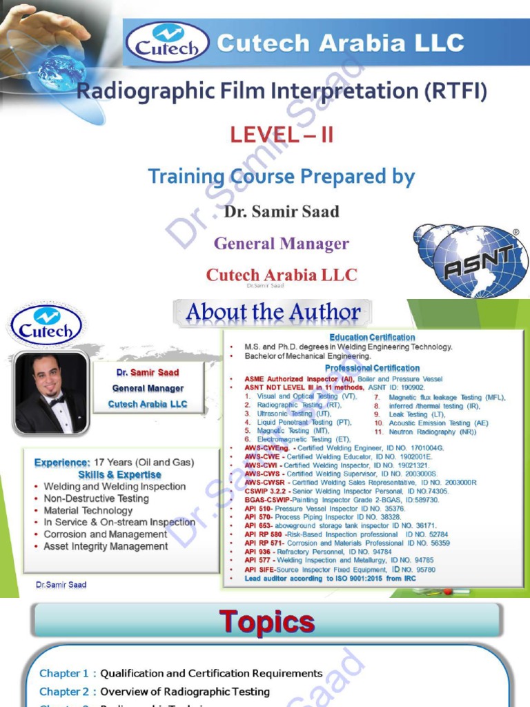 ASNT Radiographic Film Interpretation (RTFI) Level II | PDF