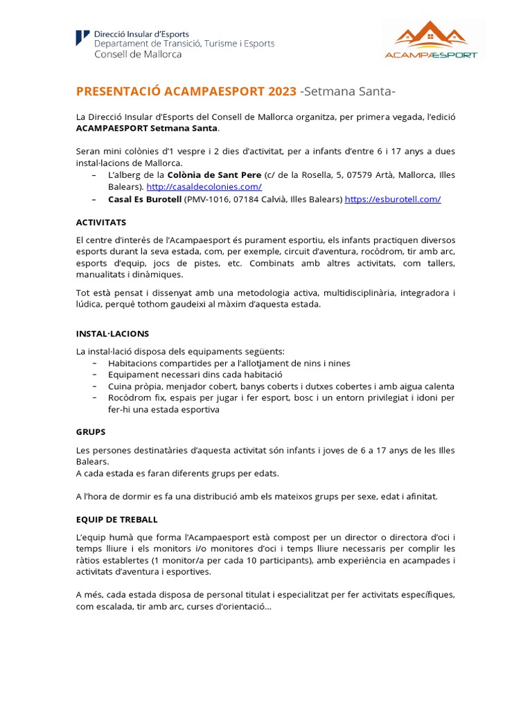 1.INFO Acampaesport 2023 CP Ok | PDF