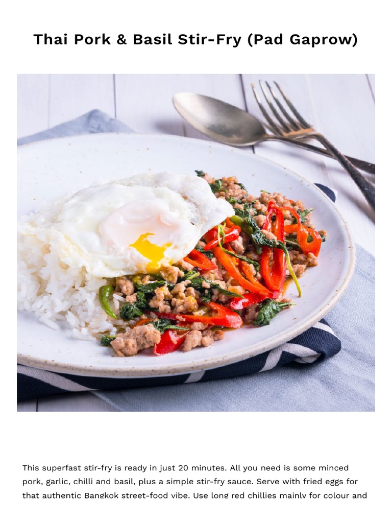 Thai Pork & Basil Stir-Fry (Pad Gaprow) - Marion' PDF | PDF