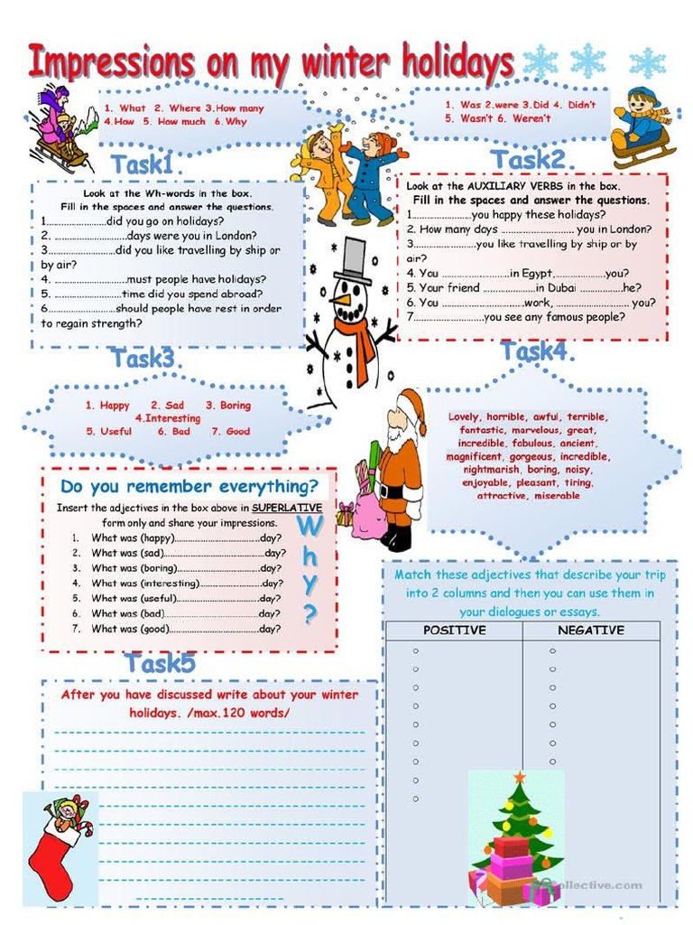 Winter Holidays Worksheet | PDF