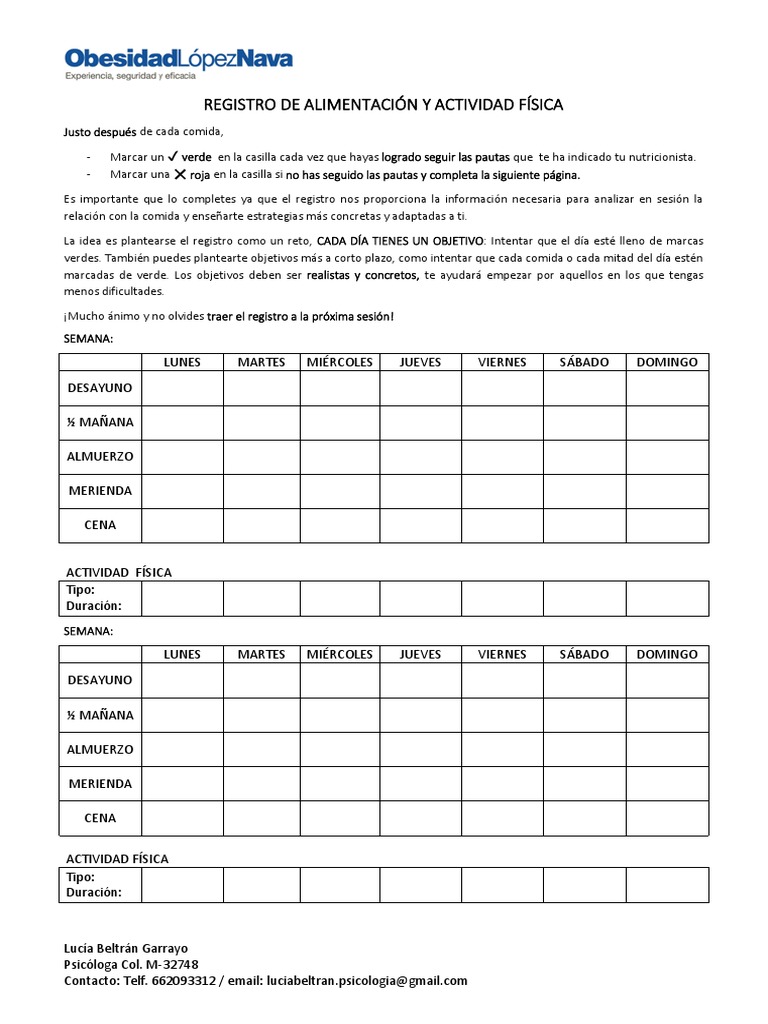 Registro Alimentación y AF + ABC PDF | PDF