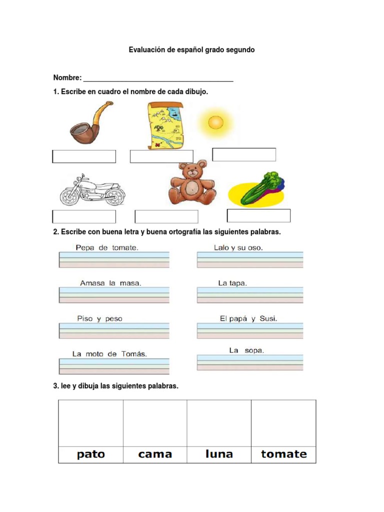 Evaluación de Español Grado Segundo | PDF