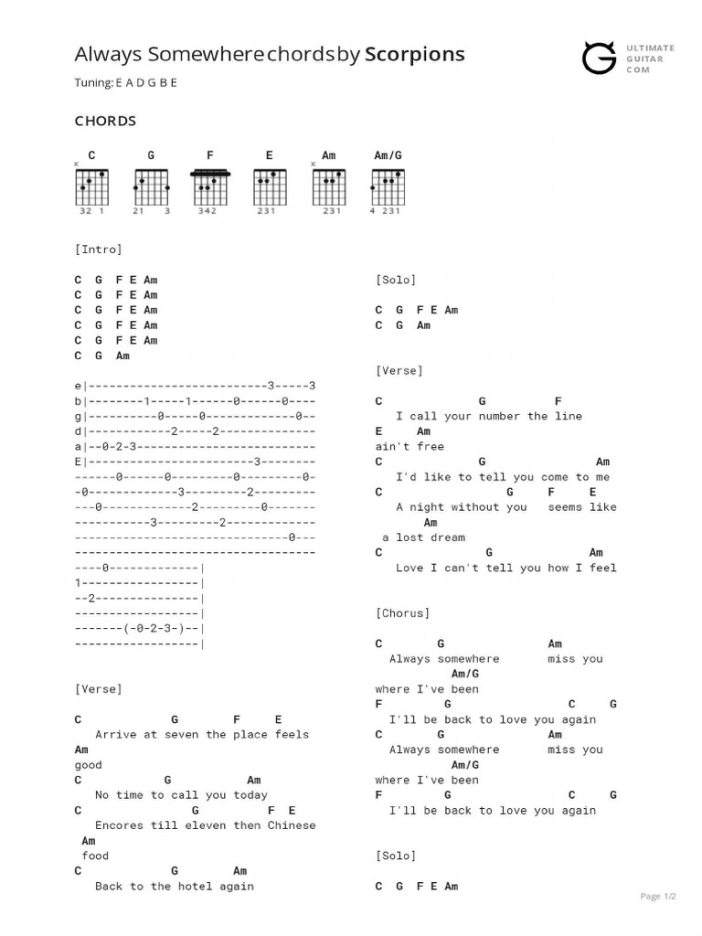 Always Somewhere Chords | PDF