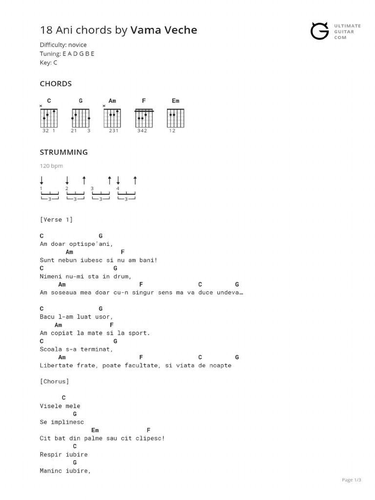 18 Ani Chords | PDF