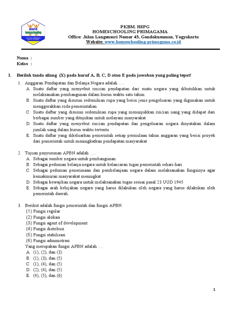 LATIHAN SOAL APBN APBD | PDF