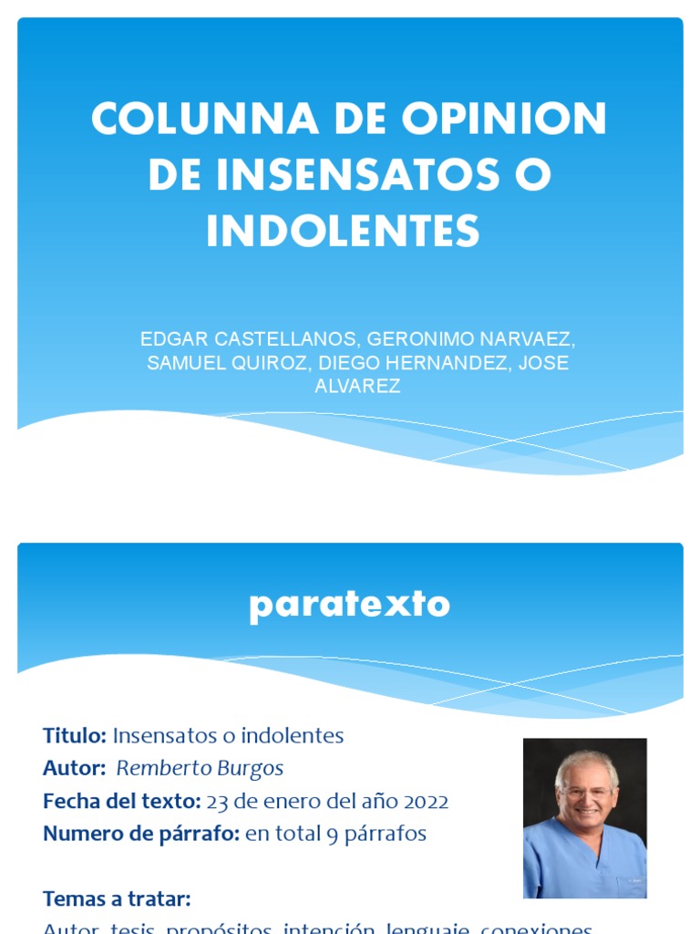 COLUNNA DE OPINION INSENSATOS O INDOLENTES grupo de lenguaje | PDF ...