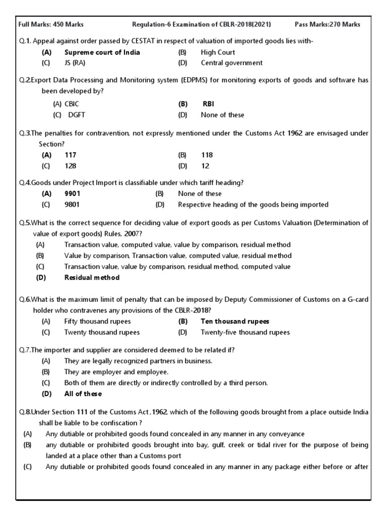ANSWER SHEET F CARD 19 Feb | PDF | Customs | Taxes