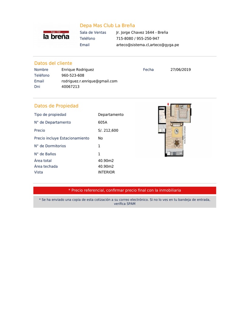 Cotizacion Departamento 5d1517cf075f1 PDF | PDF