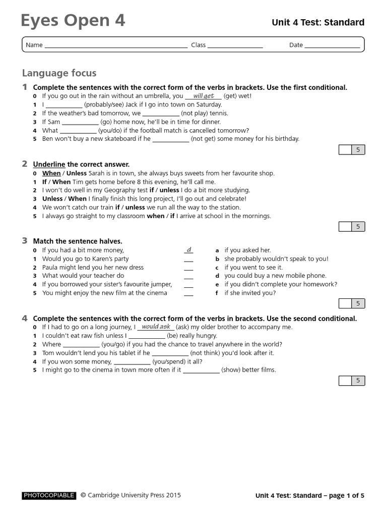 Unit 4 - Standard Test | PDF | Lunch | Soup