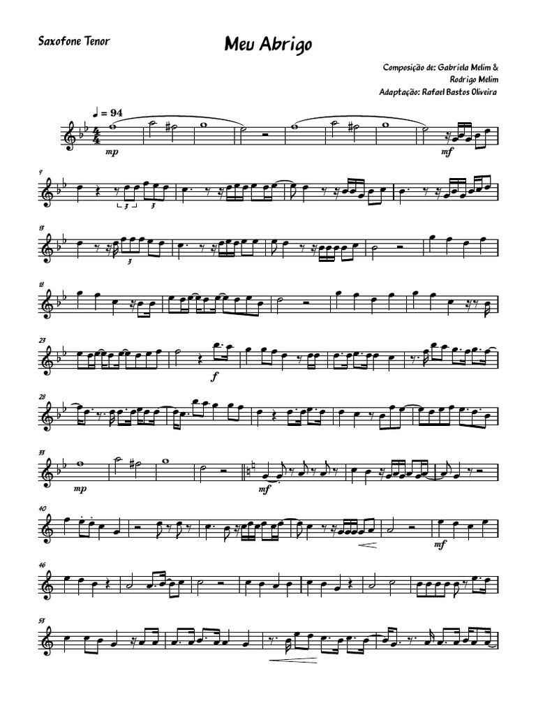 Meu - Abrigo - Saxofone - Tenor | PDF