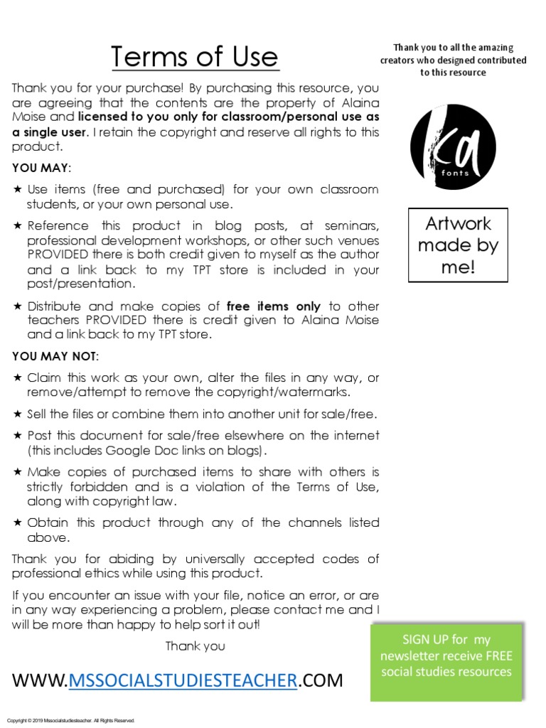 Terms of Use: Mssocialstudiesteacher | PDF | All Rights Reserved