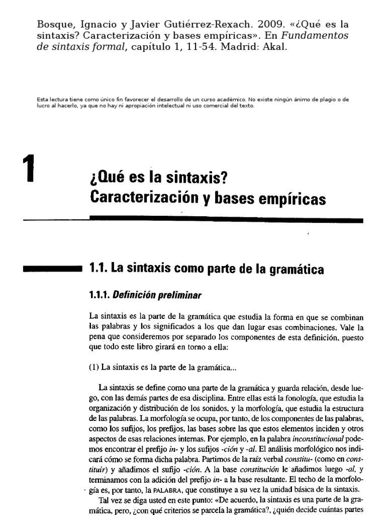 Bosque y Gutiérrez-Rexach (2009) Fundamentos de Sintaxis Formal - 01 ...