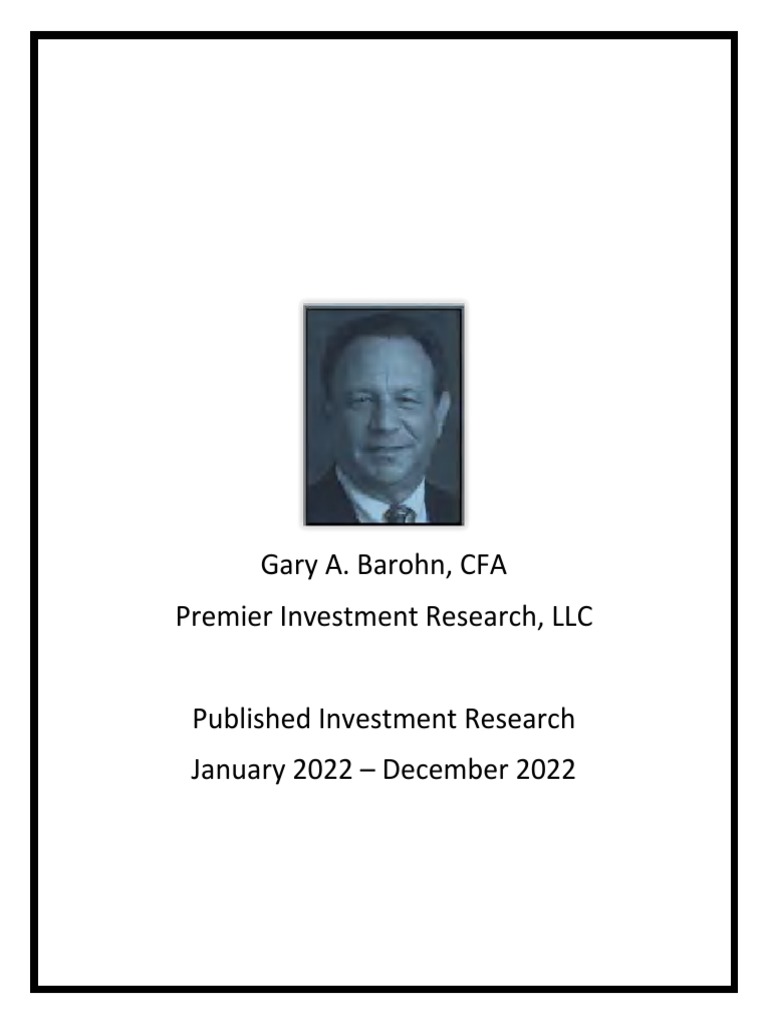 Gary A. Barohn, CFA Published Investment Research 2022 | PDF | Finance ...