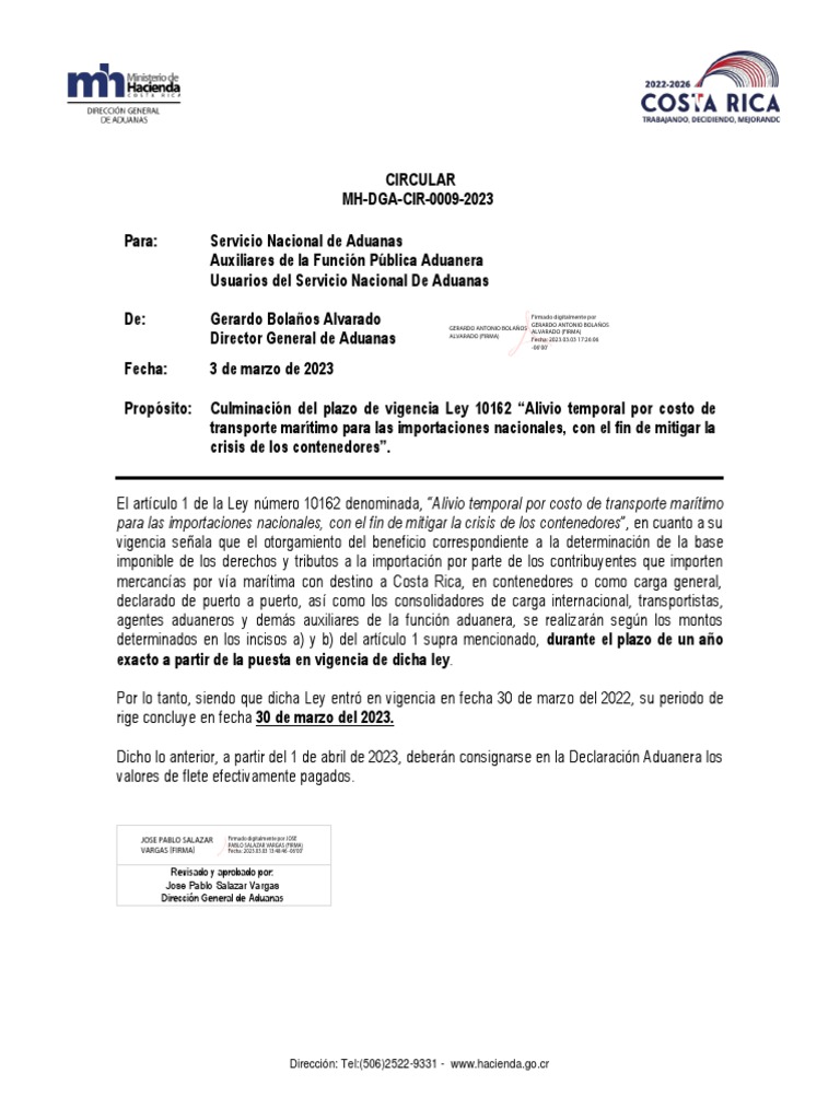 MH Dga Cir 0009 2023 | PDF | aduana | Gobierno