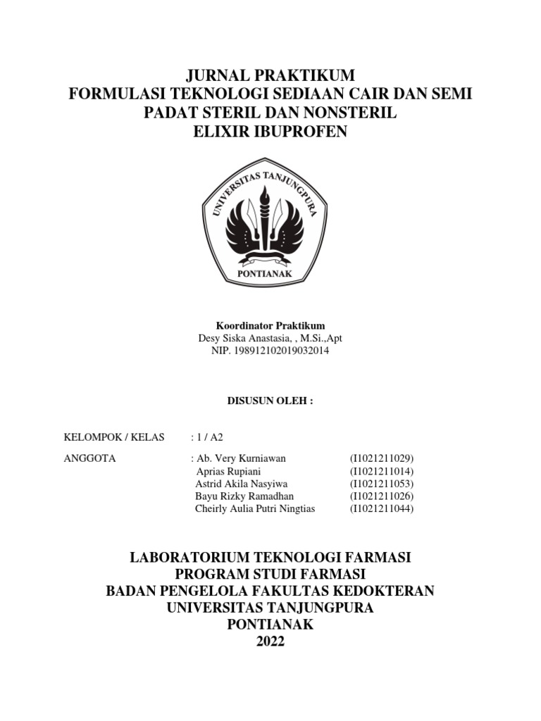 Formulasi Elixir Ibuprofen dalam Praktikum | PDF | Sains & Matematika ...