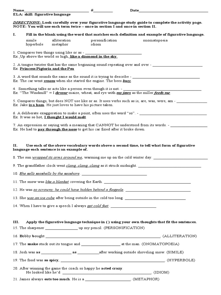 7 Types Figurative Lang Quiz | PDF | Language Mechanics | Cognition