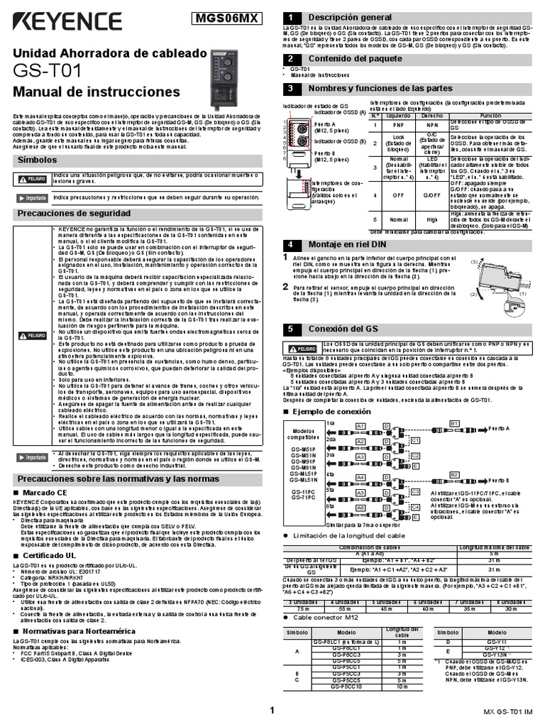 Ahorradora de Cable Keyence GS-T01 | PDF